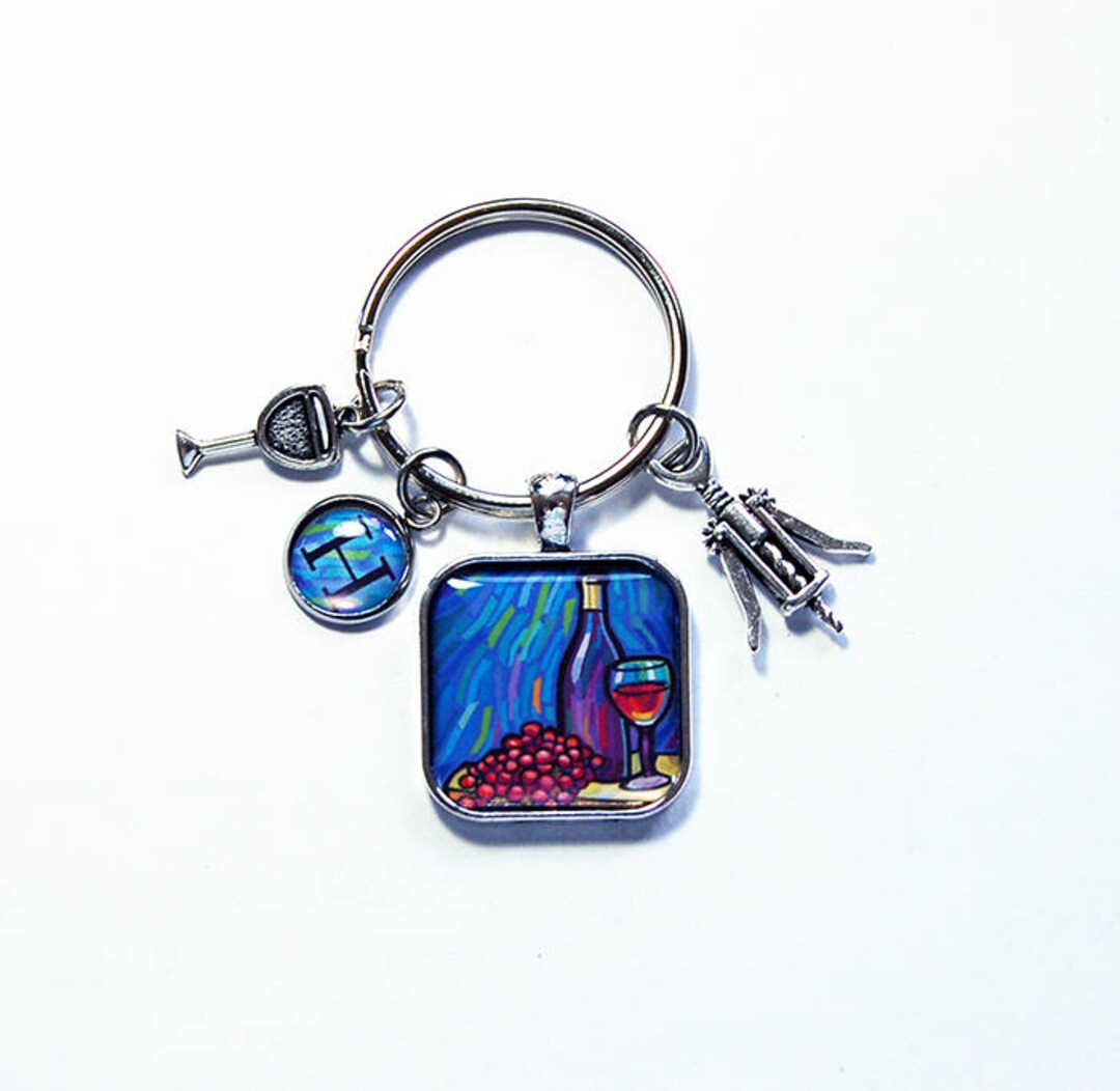 Wine Keychain, Keyring With Charms, Key Ring, Cute Keychain, Monogram ...