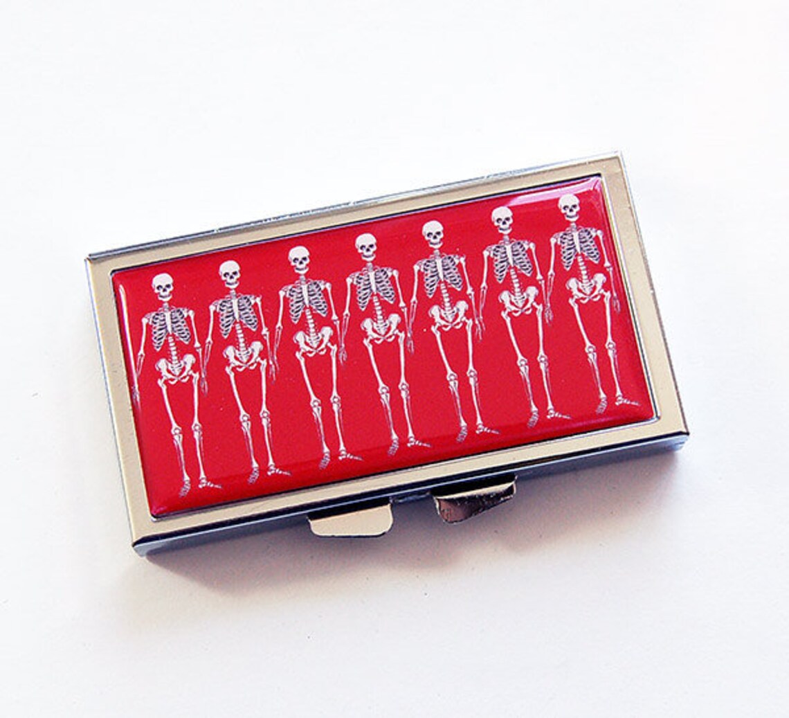 Skeleton Pill Case, 7 Day Pill Case, 7 Sections, Pill Box, Pill Case ...