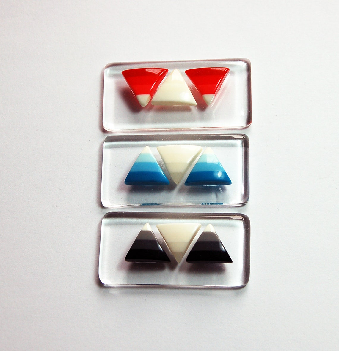 Brightly Colored Glass Magnets Triangle Resin and Glass Multi - Etsy