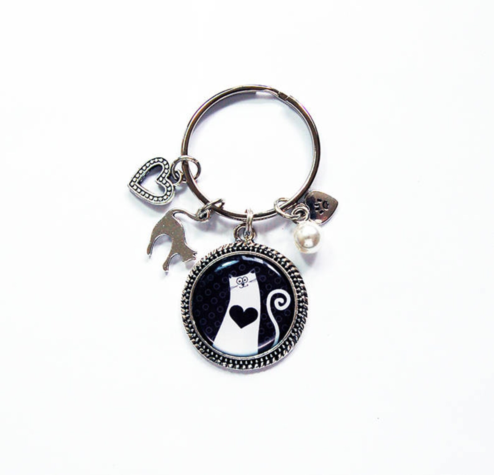 Cat Keyring, Cute Keychain With Charms, Cat Keychain, Cat Person, Loves ...