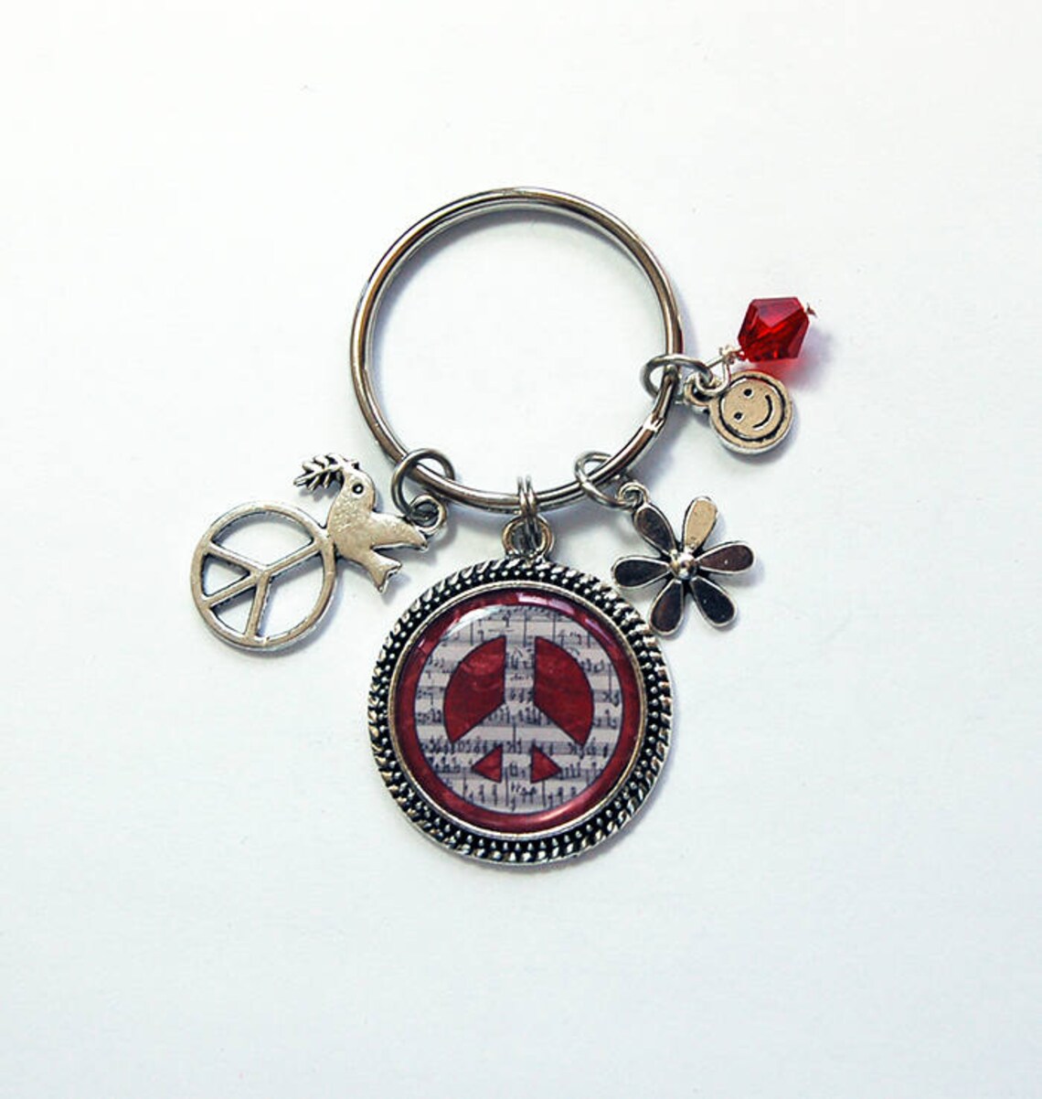 Peace Sign Keychain Keyring with charms keyring stocking | Etsy