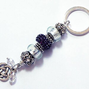 Purple and Silver Keychain, Stocking Stuffer, Keychain Beads ...