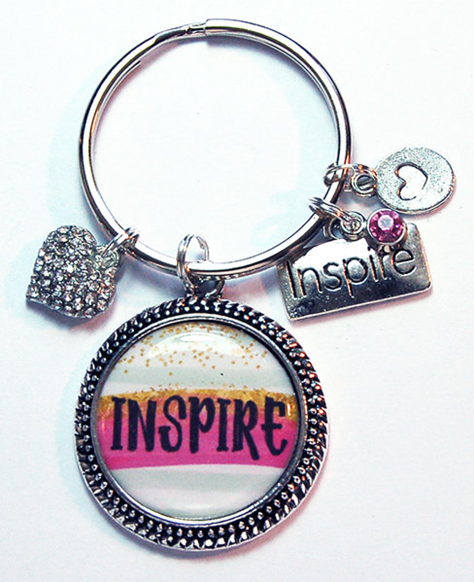 Inspire Keyring With Charms Pretty Keychain Inspirational - Etsy