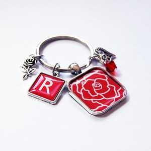 Rose Keychain, Red Rose, Keychain for Women, Cute Keychain, Monogram ...