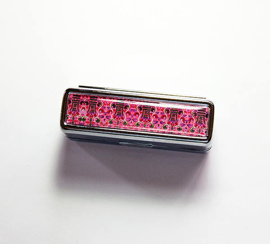 Pink Lipstick Case Pink Design Lipstick Case With Mirror - Etsy