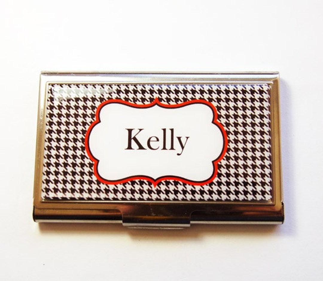Personalized Business Card Case, Personalized, Houndstooth, Custom Case ...