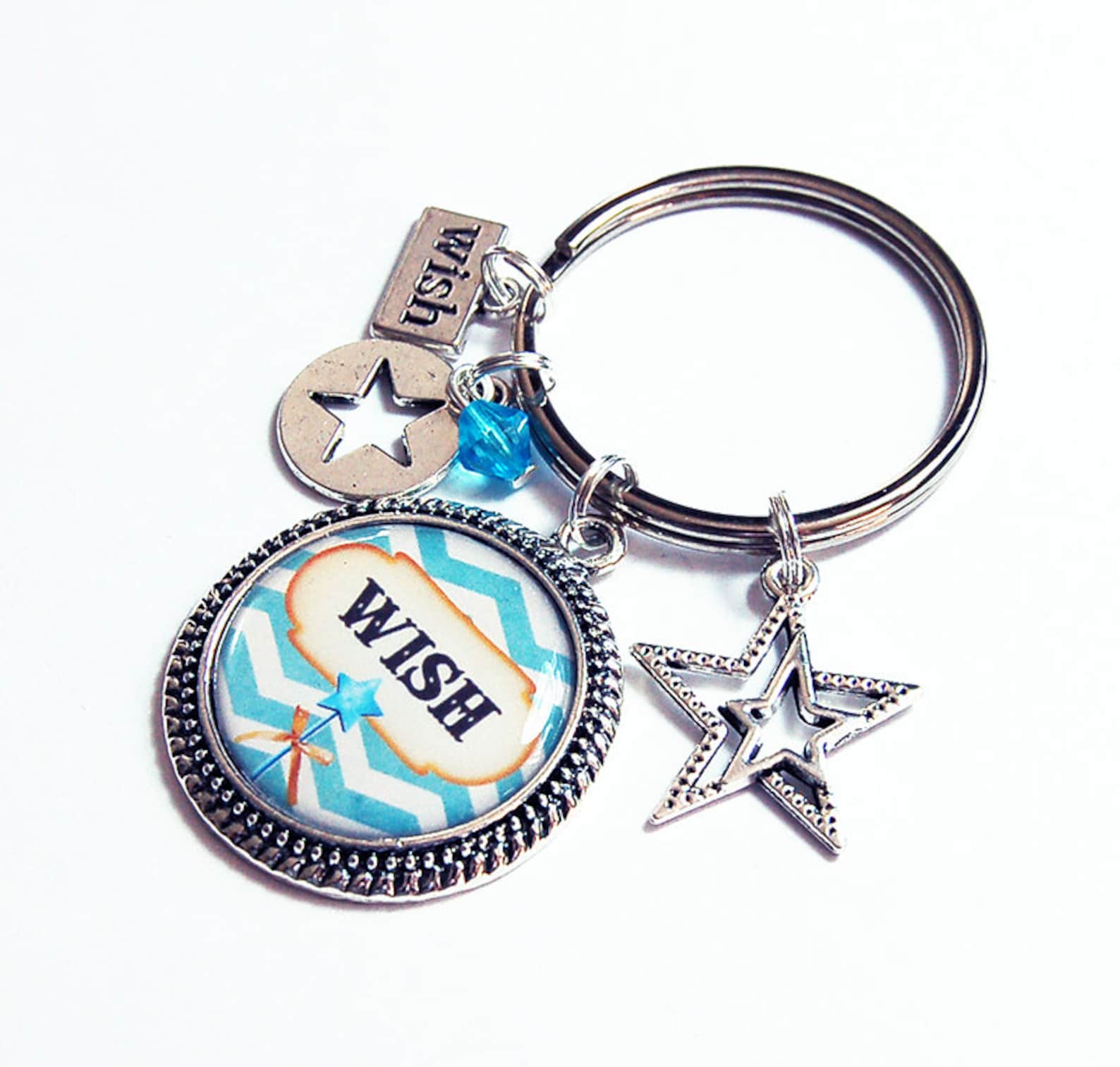 Wish Keychain, Star Keyring, Keychain With Charms, Wish Upon a Star ...