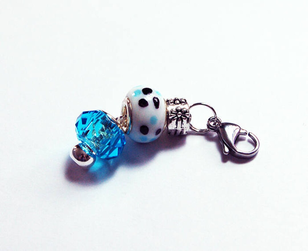 Blue White Zipper Pull Charm, Cute Zipper Pull, Purse Charm, Stocking ...