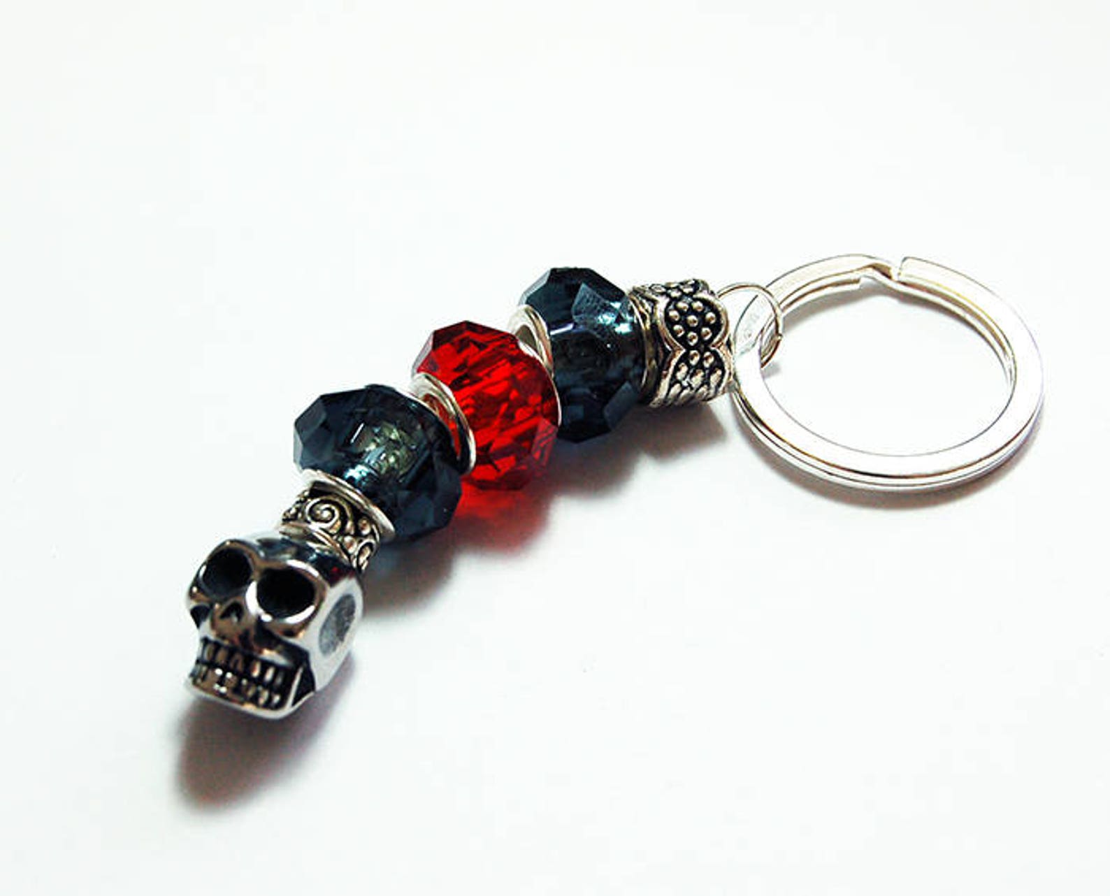 Skull Keyring Skull Beaded Keychain Stocking Stuffer - Etsy Canada