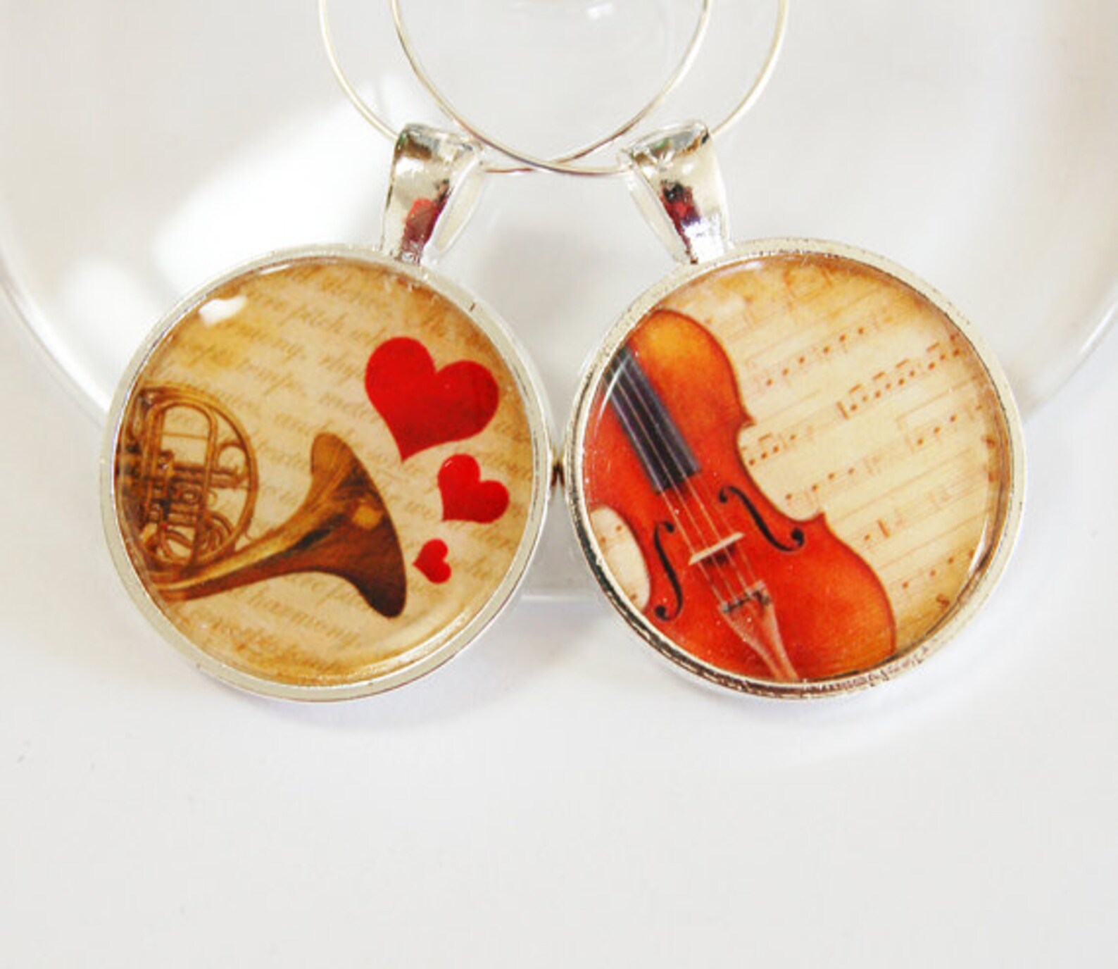 Music Wine Charms Musical Instruments Wine Glass Charms - Etsy