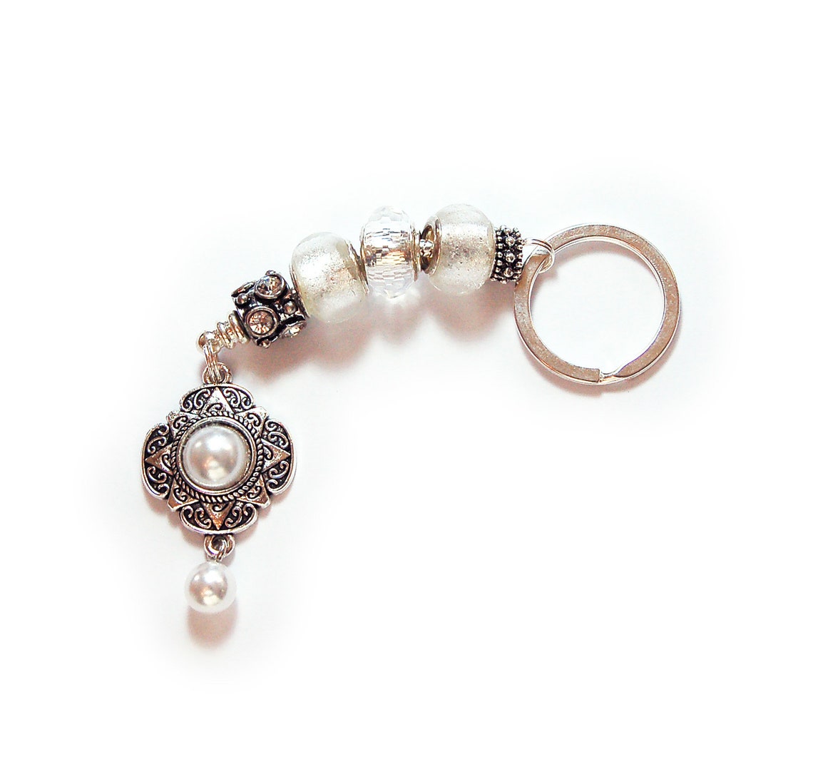 Pearl Beaded Keyring for Women Pretty Keychain With Synthetic - Etsy