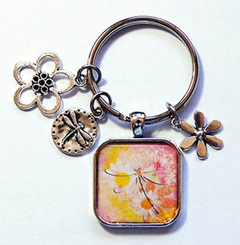 Dragonfly Keychain Daisy Keyring With Charms Key Ring Key - Etsy Canada