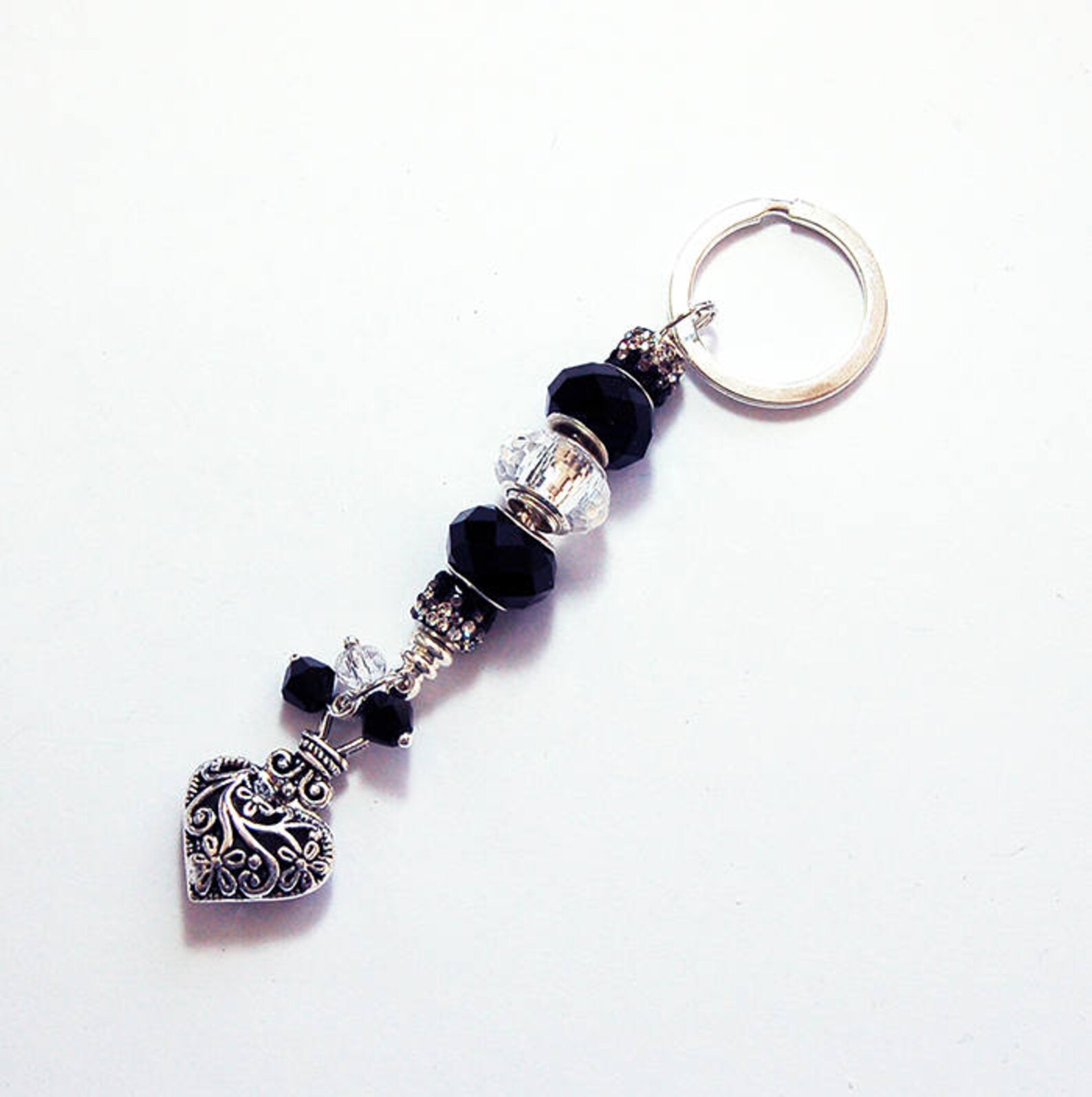Black Rhinestone Keychain Heart Keychain Black Keychain - Etsy Canada