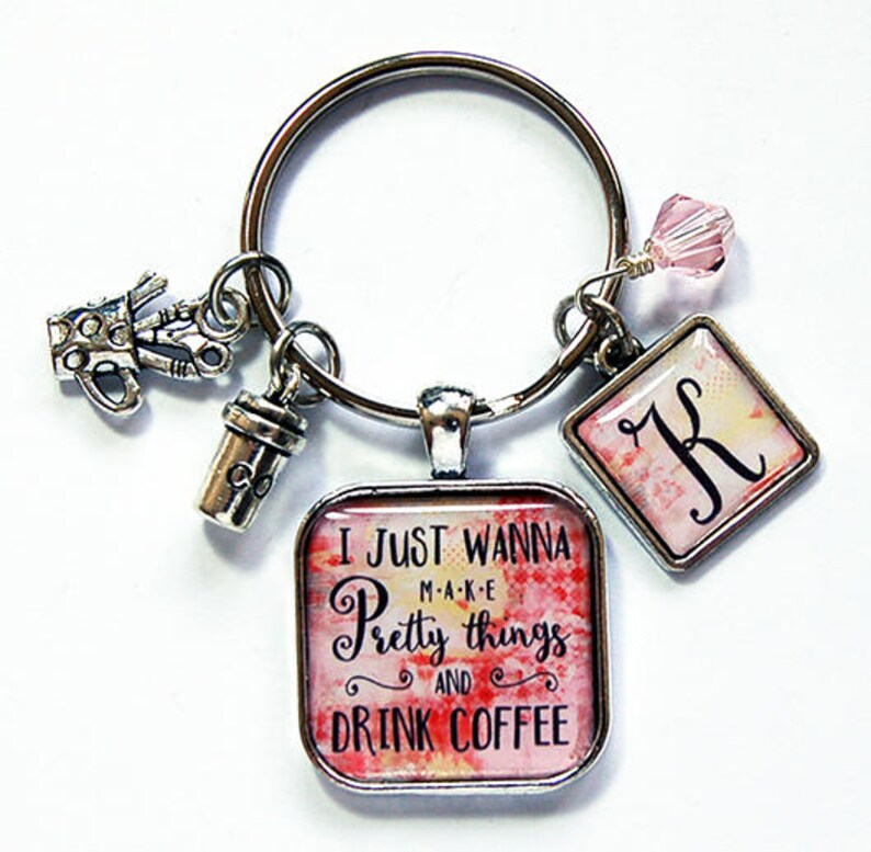 Make Pretty Things keychain Monogram keyring Cute Keychain | Etsy