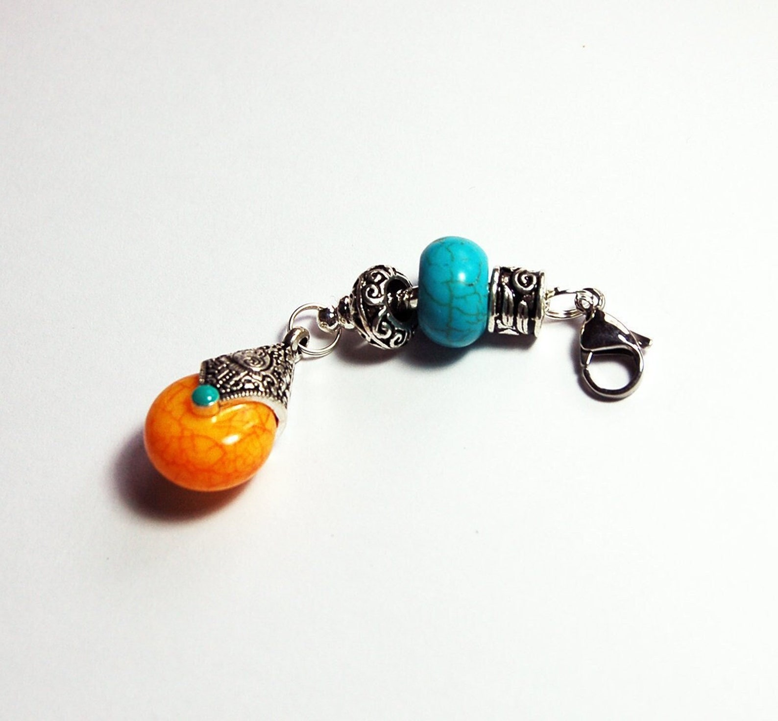 Cute Orange and Turquoise Blue Zipper Pull Tibetan Style - Etsy
