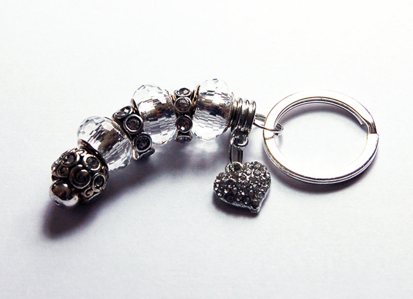 Silver & Glass Keychain Cute Keyring Keychain for Her | Etsy