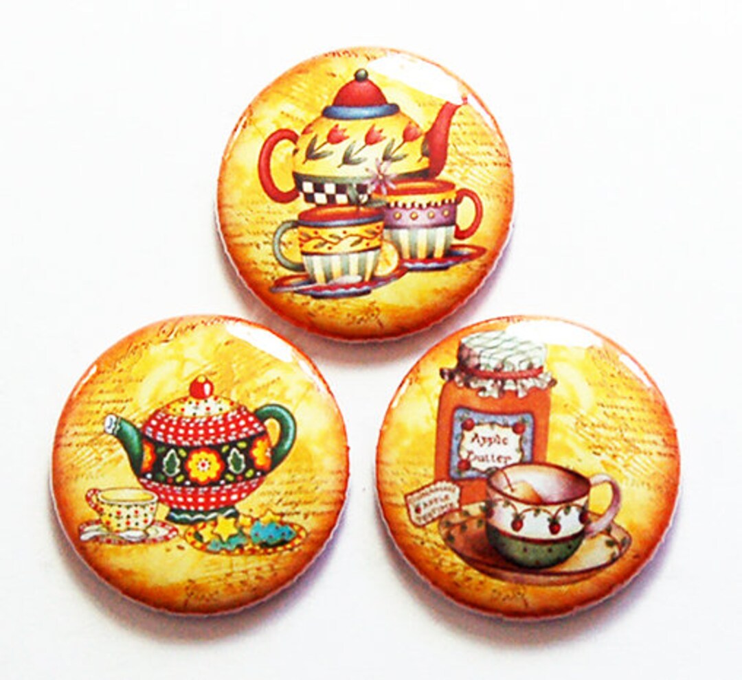 Tea Time Magnet Set, Tea Lover Magnets, Magnet Trio, Loves Tea ...