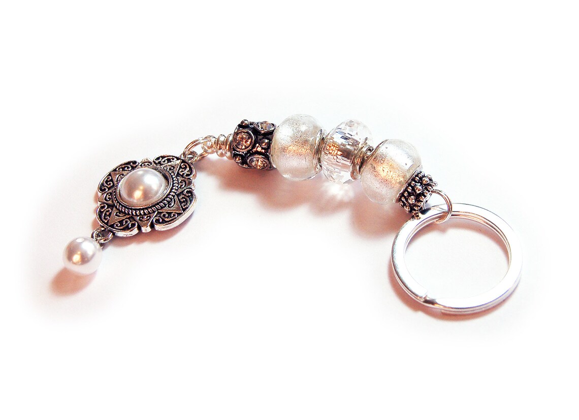 Pearl Beaded Keyring for Women Pretty Keychain With Synthetic - Etsy
