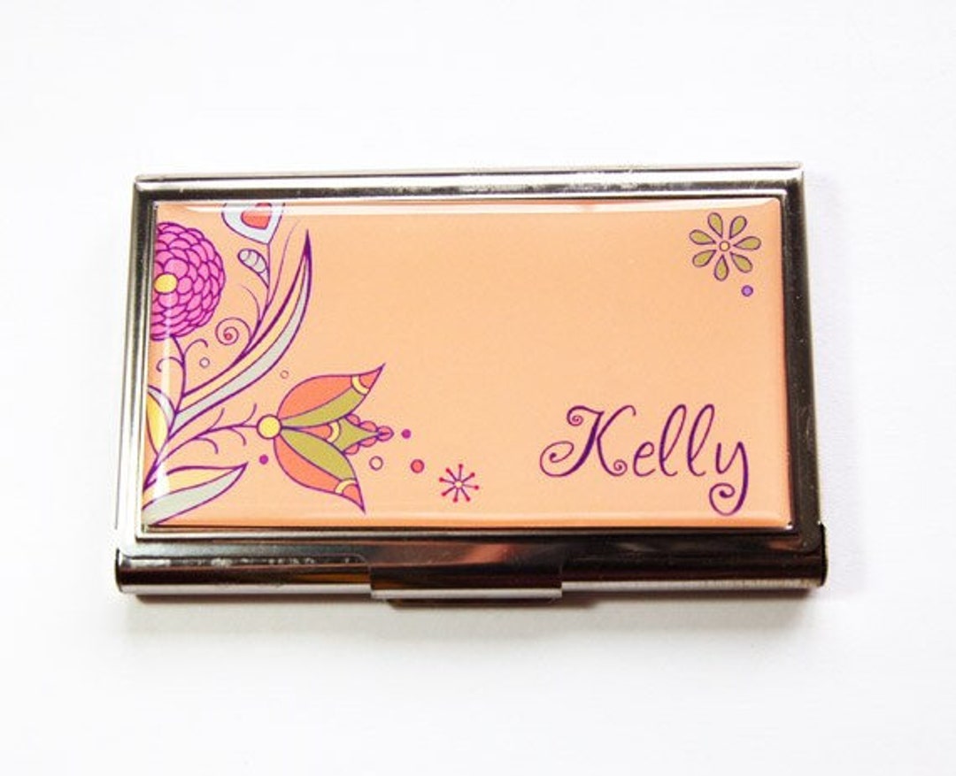 Personalized Business Card Case, Custom Case, Personalized, Flowers ...