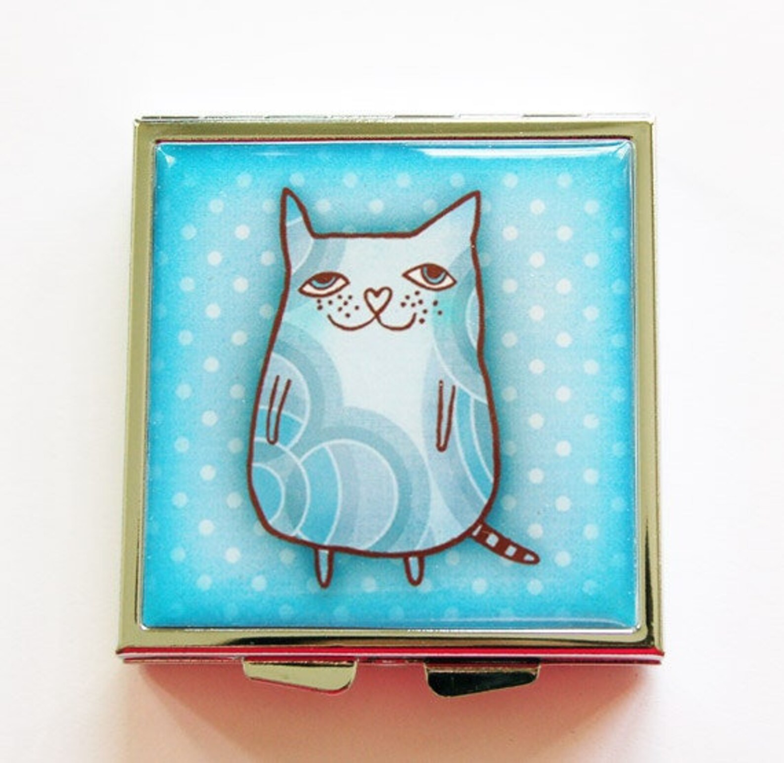 Cat Pill Box Cat Pill Case Pill Case 4 Sections Square - Etsy