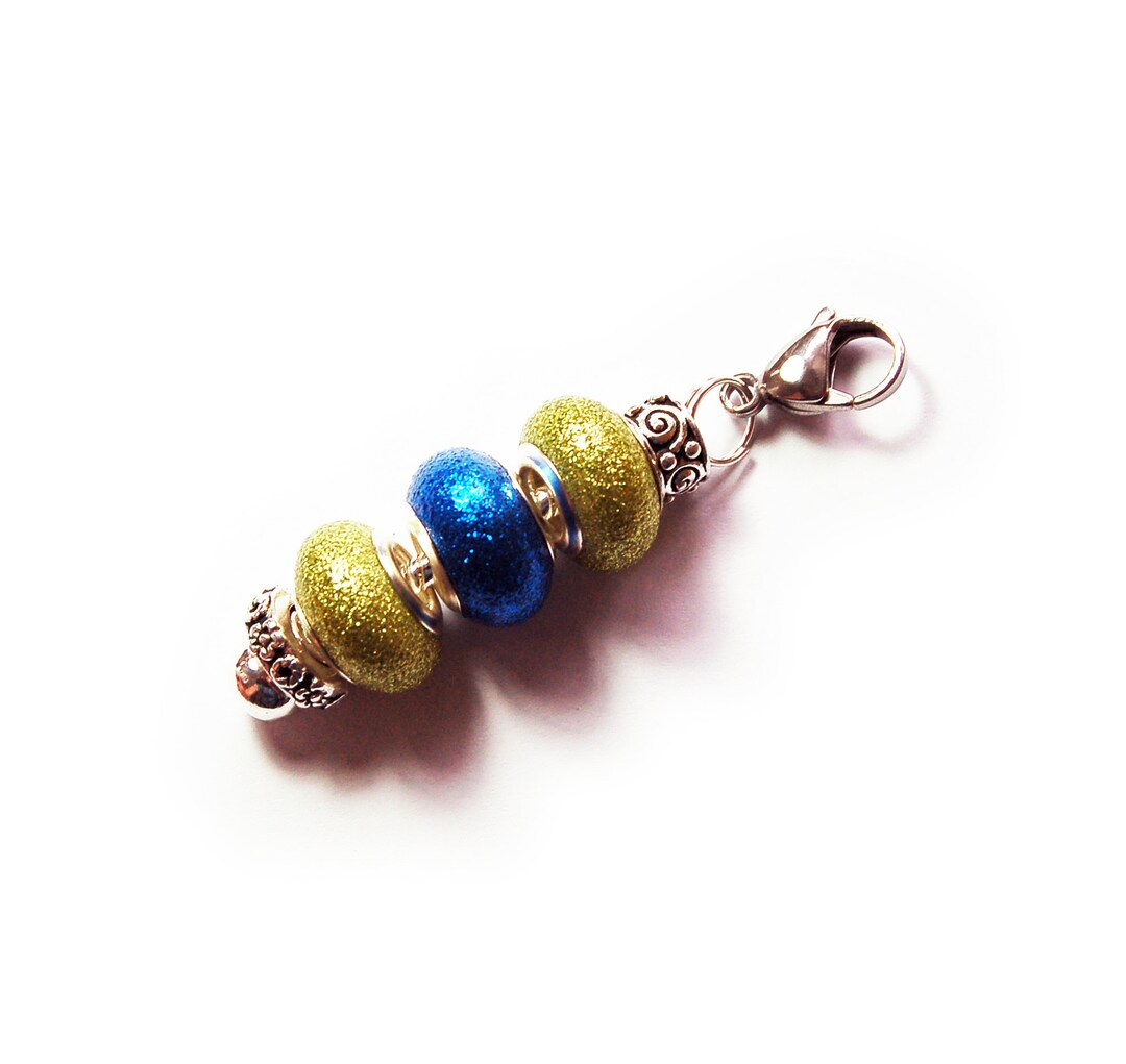Green and Blue Glitter Purse Charm, Sparkle Bead Zipper Pull in Jewel ...