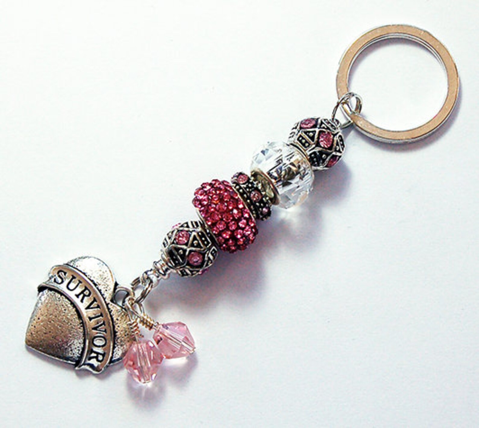 Breast Cancer Survivor Keychain Pink Rhinestone Keychain - Etsy