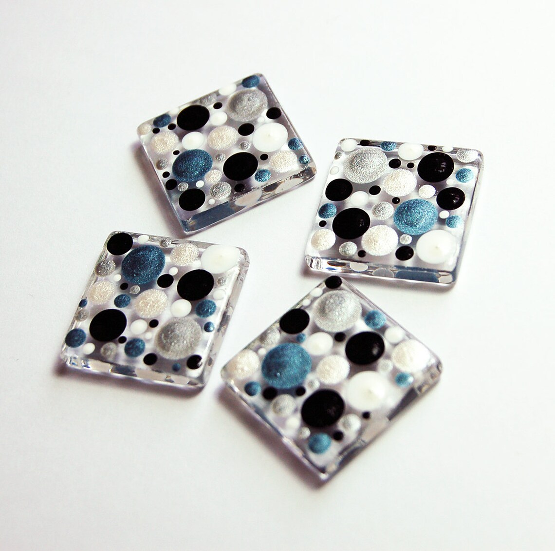 Painted Glass Paperweight and Magnet Set, Abstract Art Ornament and ...