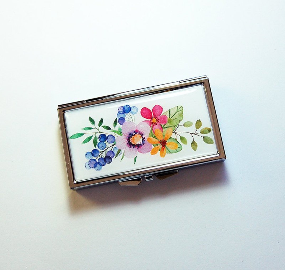 Pretty Flower 7 Day Pill Case, Pill Box for Purse, Gift for Women ...