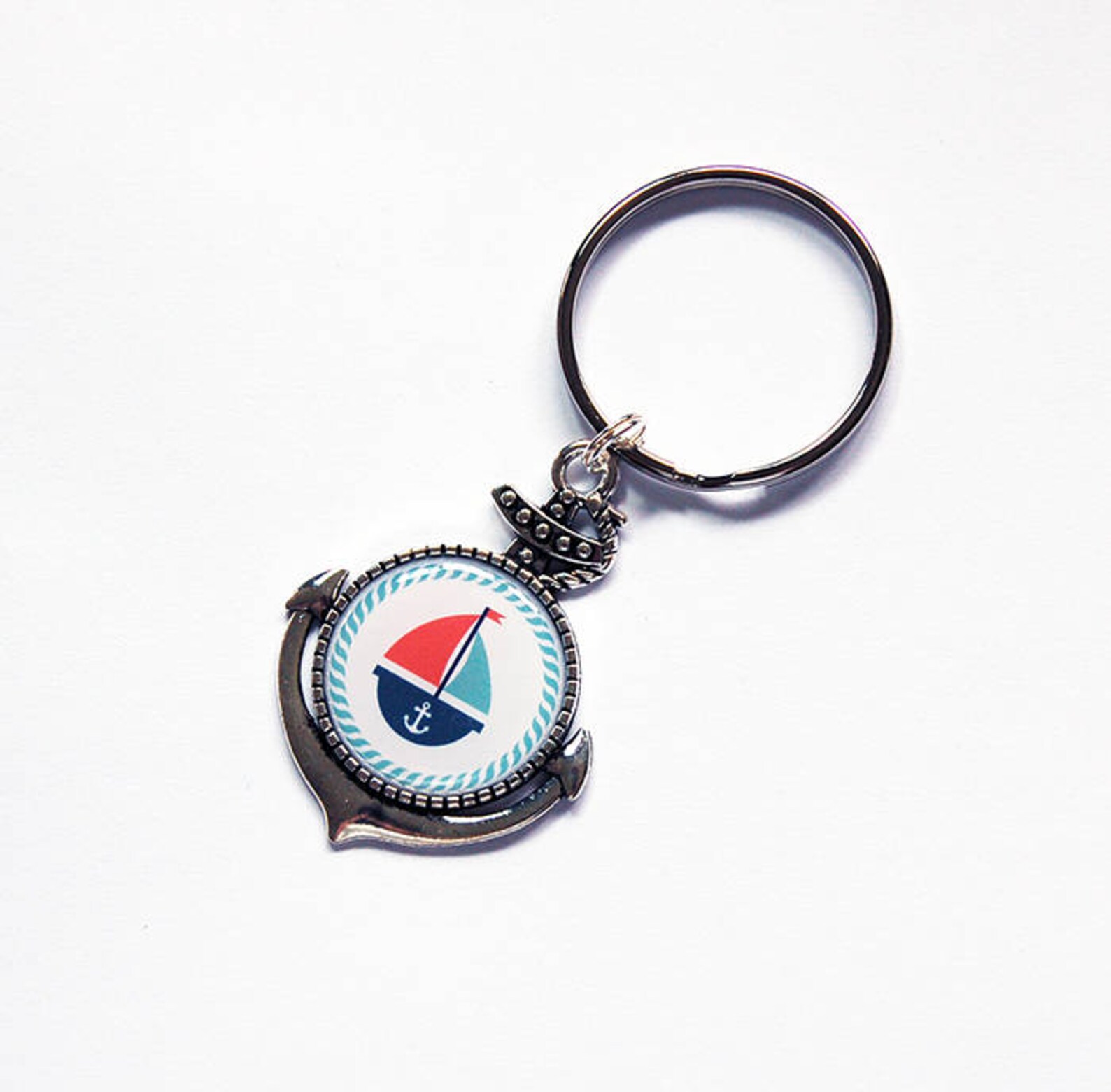Anchor Key Ring Sailboat Keychain Stocking Stuffer Keyring - Etsy