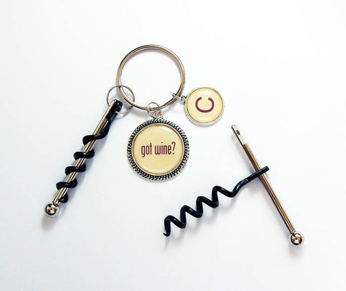 Got Wine Keychain Monogram Keychain Corkscrew Keychain - Etsy