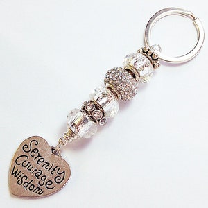 Serenity Courage Wisdom Keyring With Beads and Rhinestones, Pretty ...