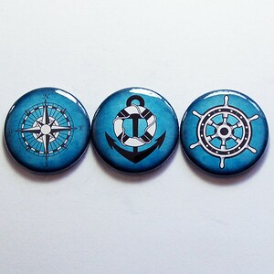 Nautical Magnet Set, Magnet Trio, Stocking Stuffer, Beach Life Magnets ...