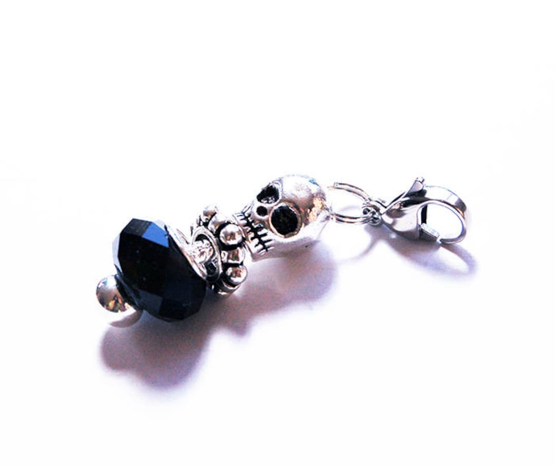 Skull Zipper Pull, Skull Zipper Charm, Backpack Charm, Stocking Stuffer ...