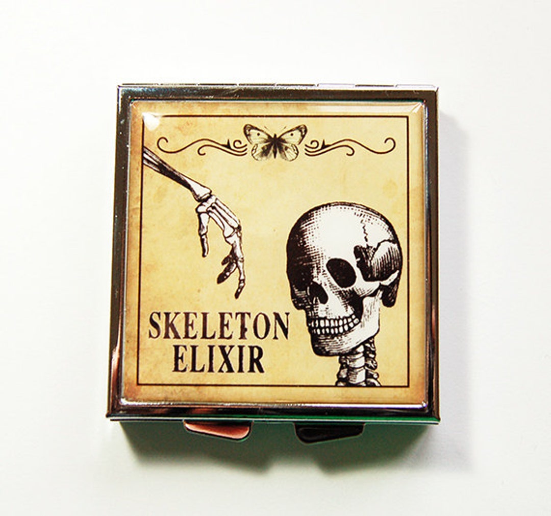 Skeleton Pill Box, Skeleton Pill Case, Square Pill Box, Pill Box, Pill ...