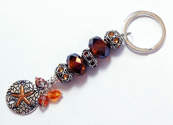 Golded Brown Keychain Starfish Keyring Stocking Stuffer - Etsy Canada