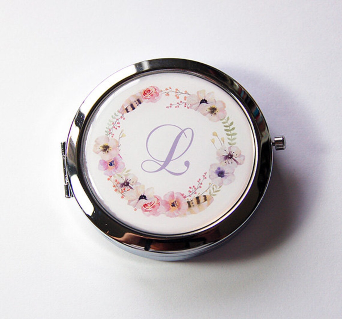 Pill Box With Mirror Monogram Pill Case With Mirror Floral | Etsy