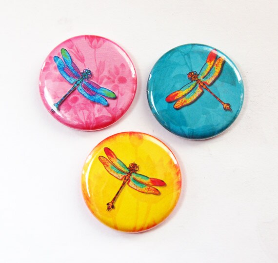 Dragonfly Magnets Nature Magnets Button Magnets Dragonfly - Etsy