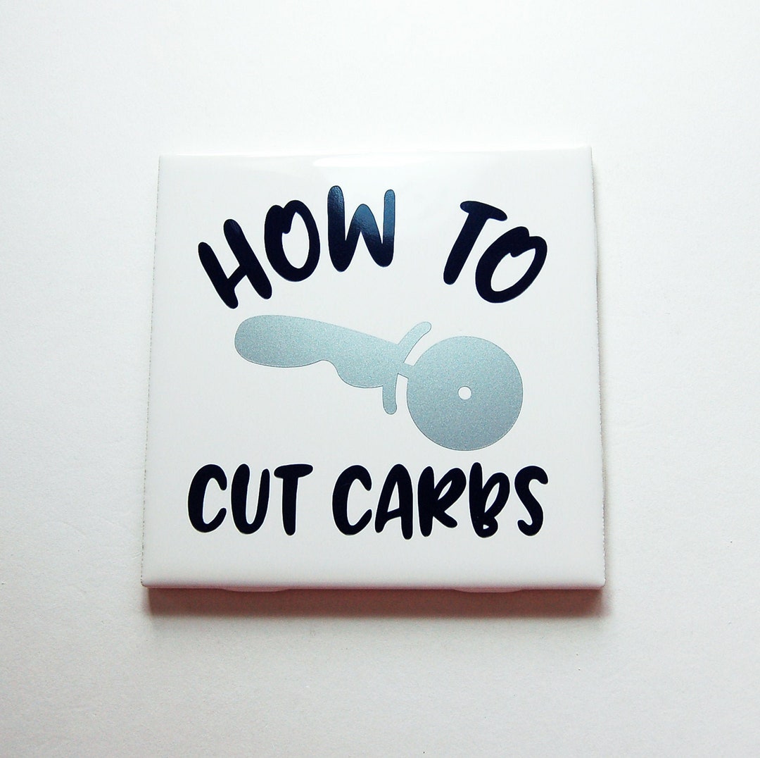 How to Cut Carbs Kitchen Sign, Wall Plaque in Navy Blue Silver & White ...