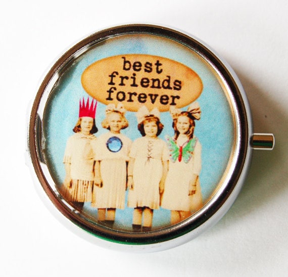 Best Friends Forever Round Pill Case Pill Box for Purse Gift | Etsy