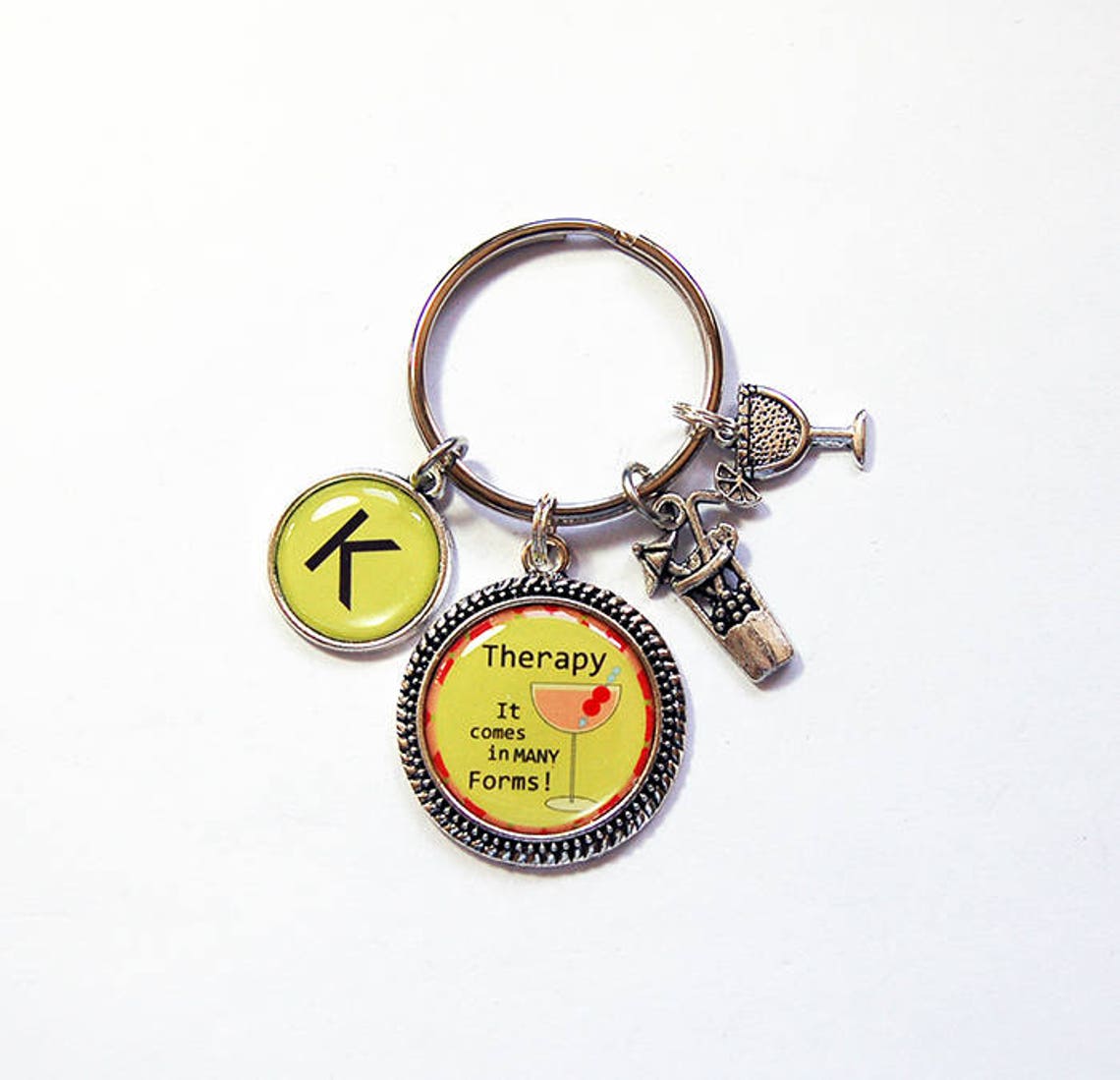 Funny Keychain Keyring With Charms Therapy Comes in Many | Etsy