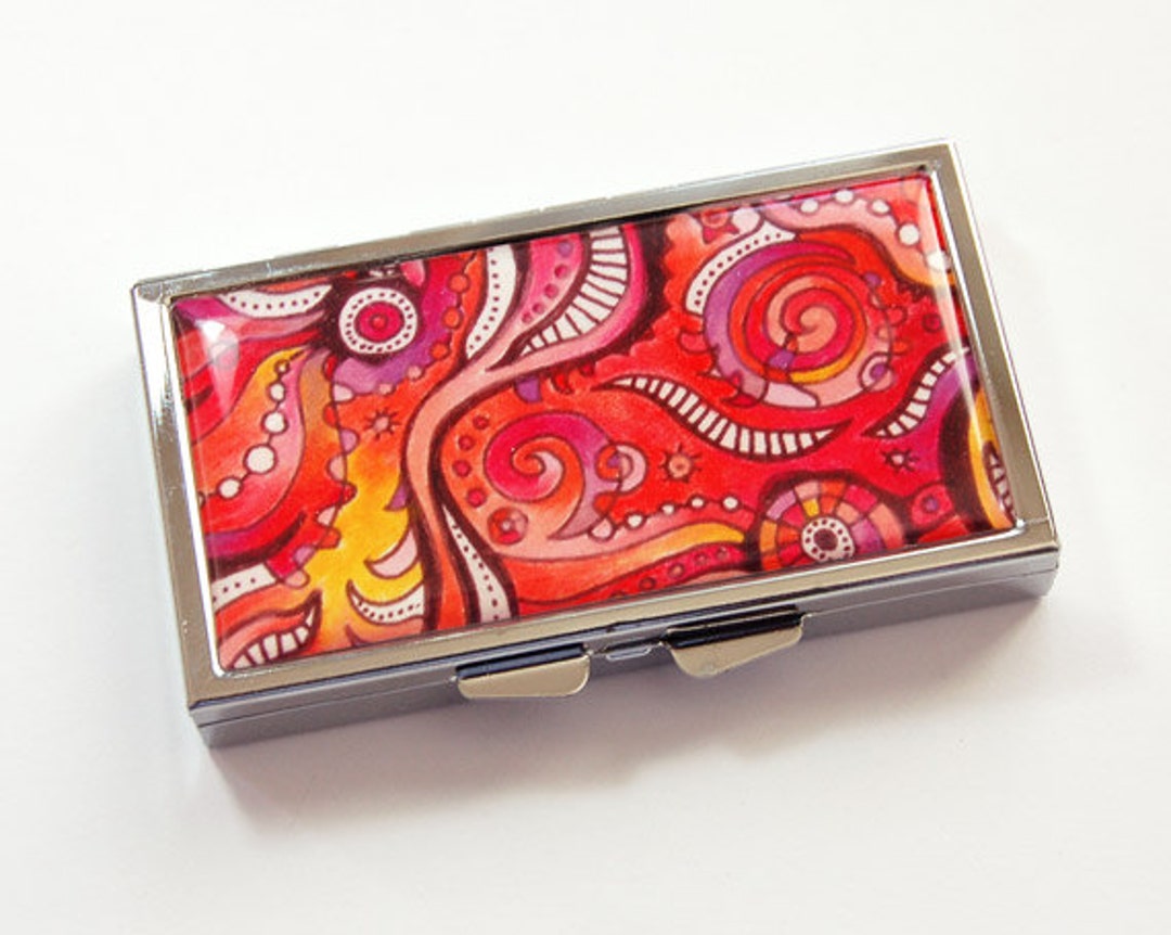 Pill Case, 7 Sections, 7 Day, Pill Box, Abstract Design, Pink, Bright ...