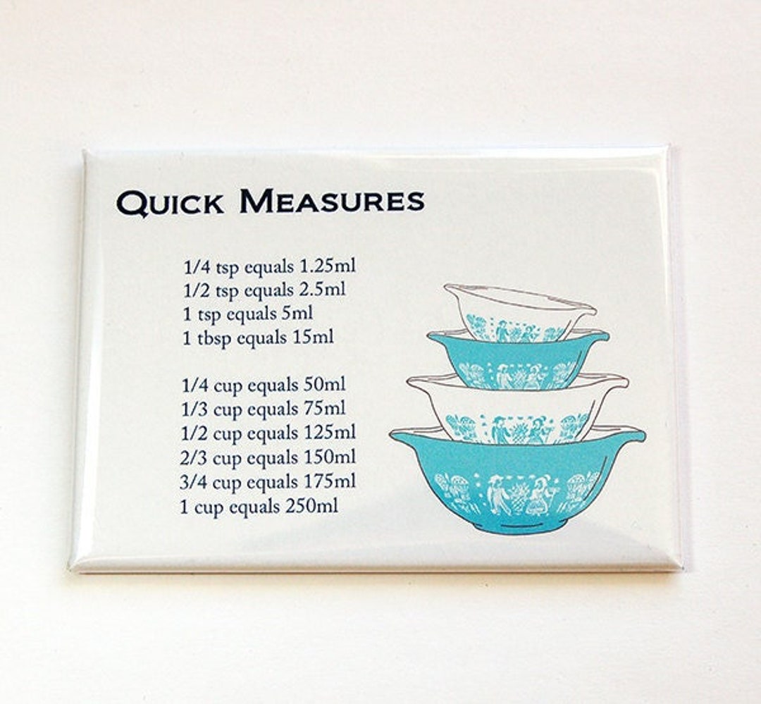 Conversion Chart, Kitchen Magnet, Quick Measure, Cups to Ml, Measure ...