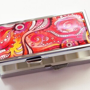 Pill Case, 7 Sections, 7 Day, Pill Box, Abstract Design, Pink, Bright ...