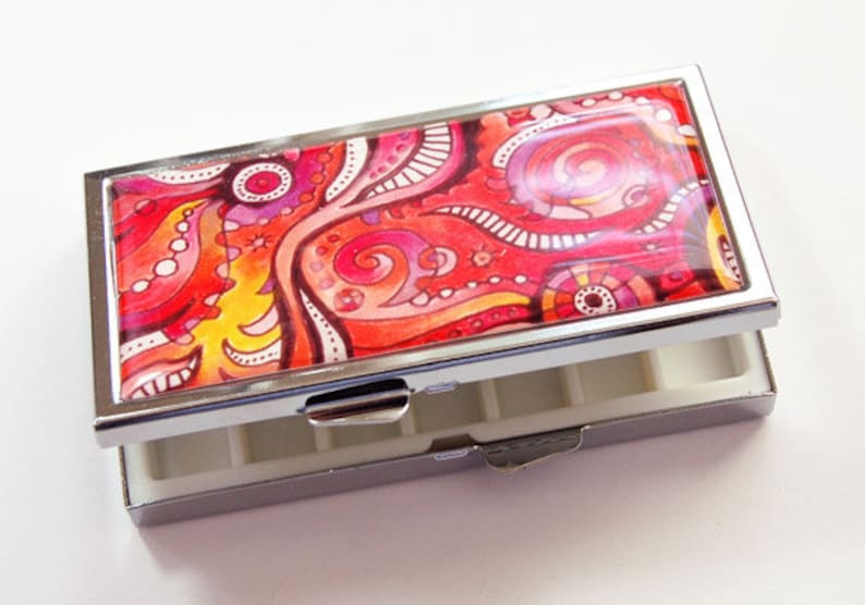 Pill Case 7 Sections 7 Day Pill Box Abstract Design Pink | Etsy