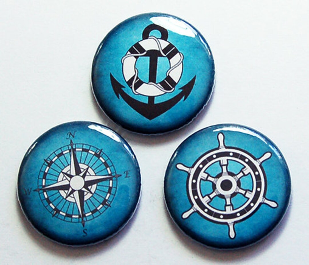 Nautical Magnet Set, Magnet Trio, Stocking Stuffer, Beach Life Magnets ...