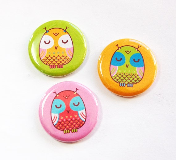 Owl Magnets Button Magnet Kitchen Magnet Nature Magnets | Etsy