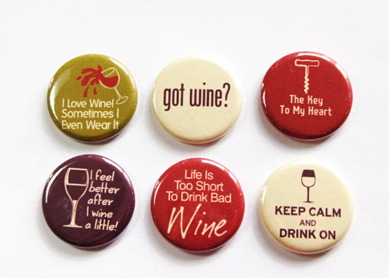 Wine Magnets Wine Lover Button Magnets Kitchen Magnets | Etsy