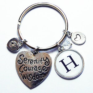 Serenity Courage Wisdom Keychain, Serenity Prayer, Monogram Keychain ...