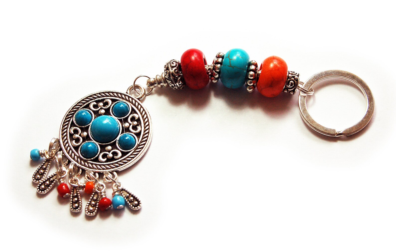 Colorful Beaded Keychain Brightly Colored Stone Bead Keyring - Etsy