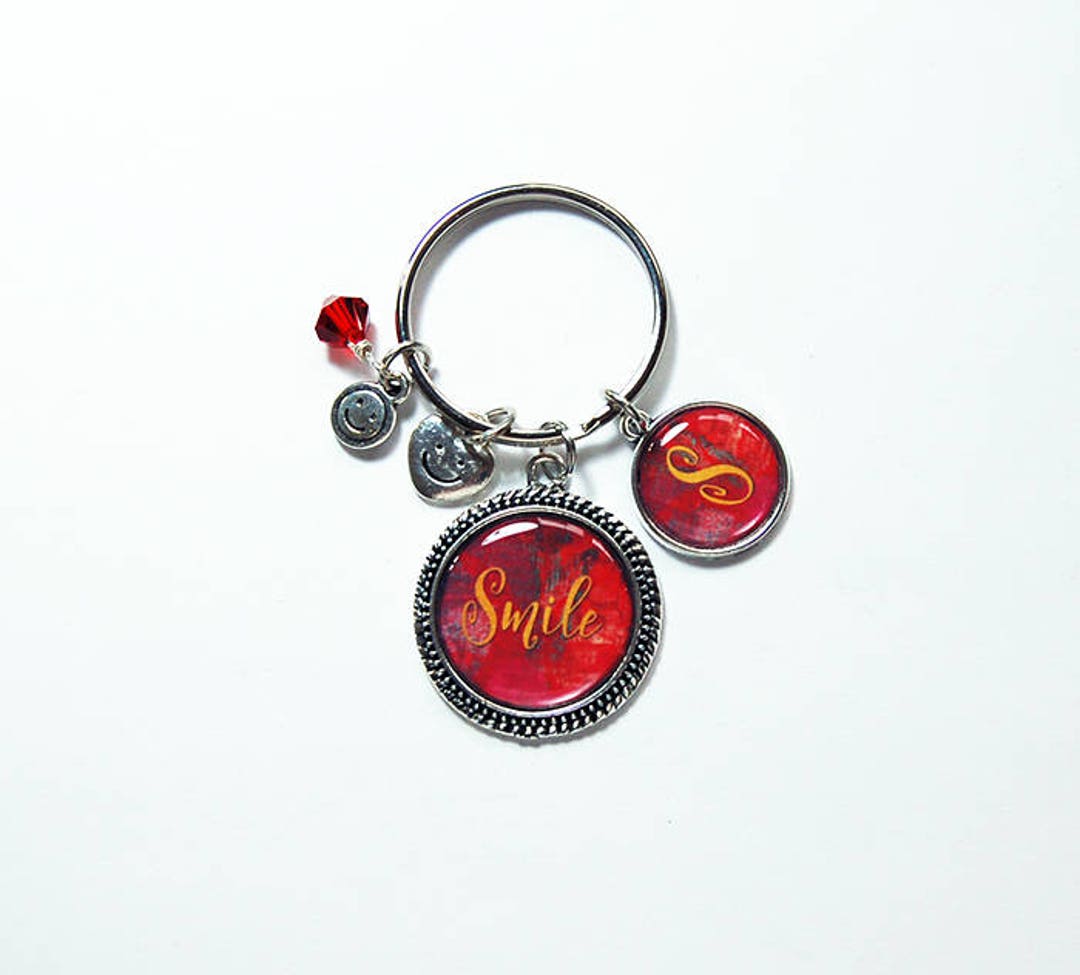 Smile Keychain, Keyring, Monogram Keychain, Keyring for Her ...